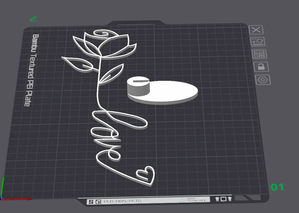 Rose with love stem silhouette art valentine's day by Zoddie - MakerWorld
