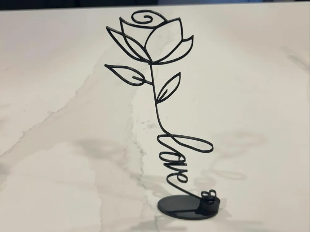 Rose with love stem silhouette art valentine's day by Zoddie - MakerWorld