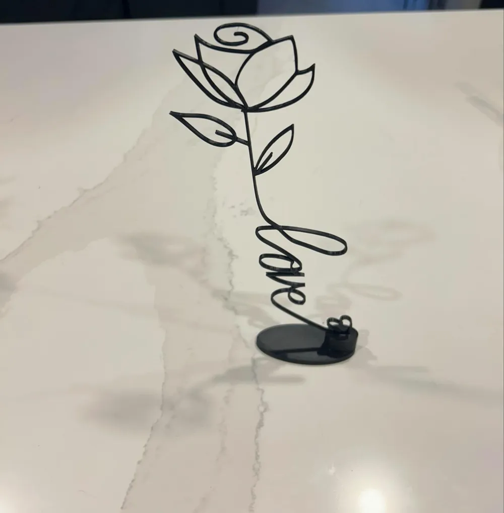 Rose with love stem silhouette art valentine's day by Zoddie - MakerWorld