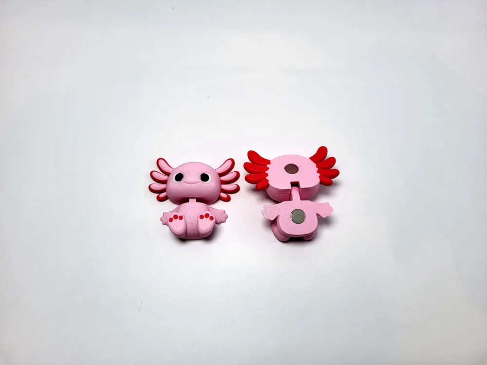 Flexi Axolotl – Magnet & Keychain - Free 3D Print Model - MakerWorld