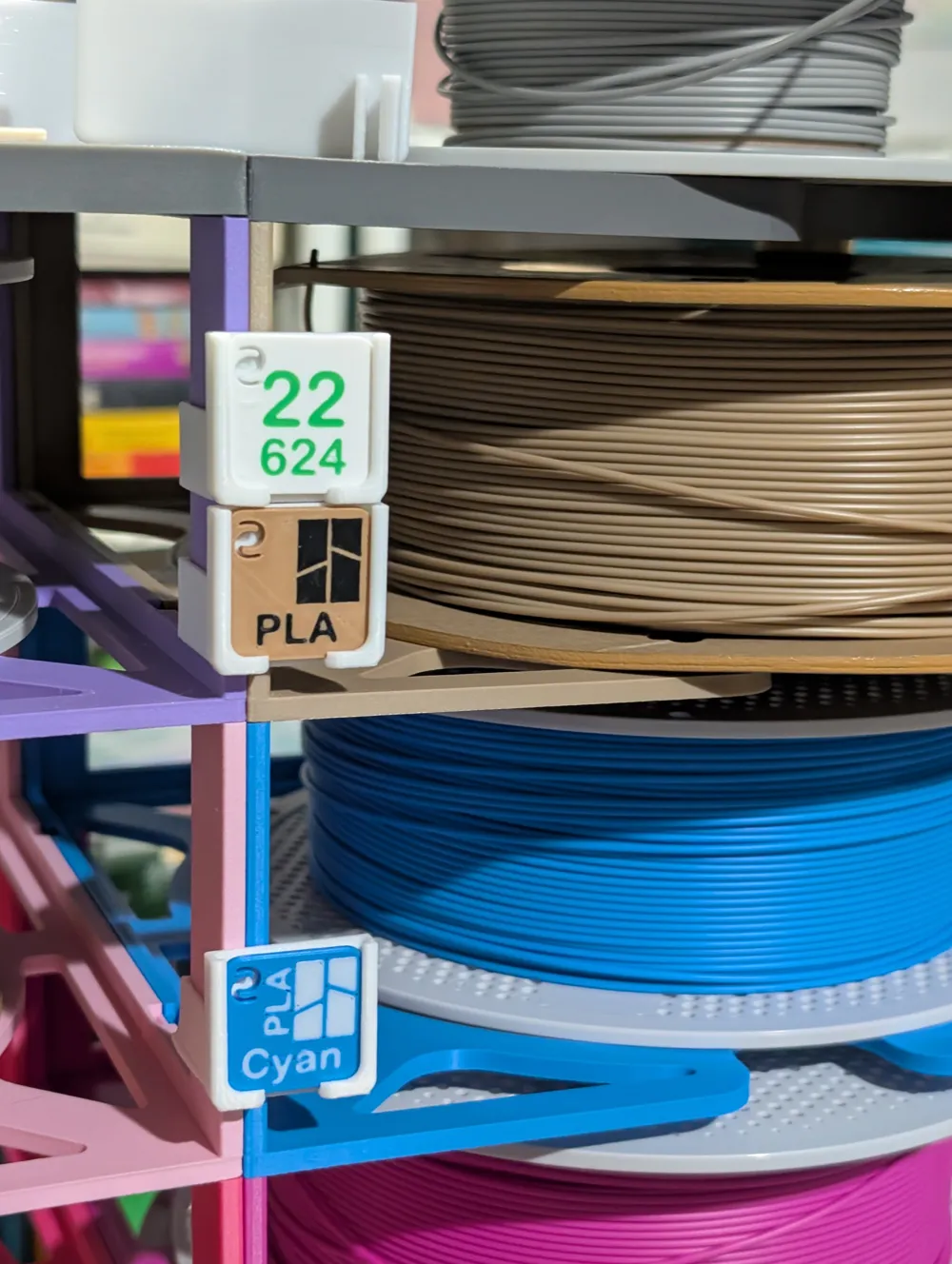 Filament Shelf Label system with BambuLab swatches by Andy MakerWorld ...