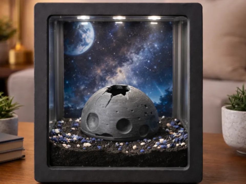 Space-Themed Moon Rock & Asteroid Enclosure Decor - Free 3D Print Model ...