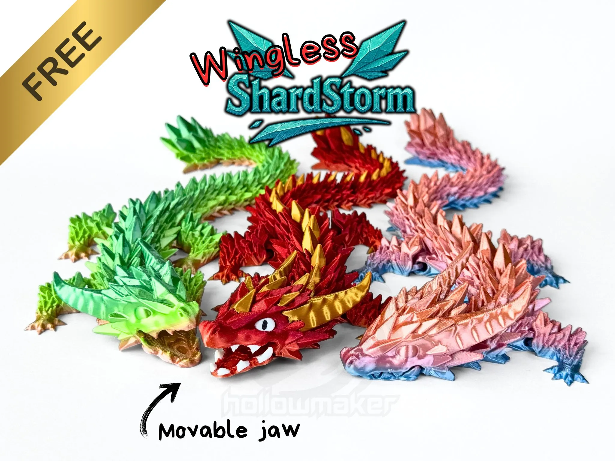 Thunderstrike - Wingless Articulated Dragon by hollowmaker MakerWorld ...