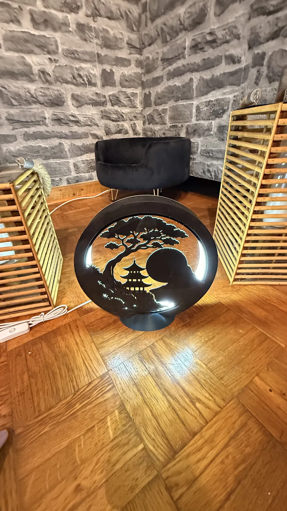 LED Ring Lamp v2 including frame with Japanese motif - Free 3D Print ...